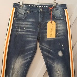 Kilogram | Jeans | Kilogram Bbo M Blue Denim Orangewhite Stripe | Poshmark